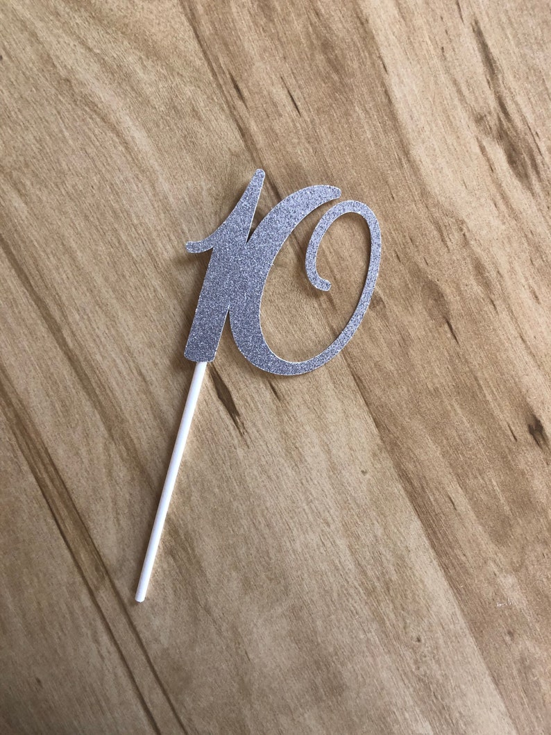 10 Cake Topper 10th Birthday Cake Topper Glitter Topper - Etsy