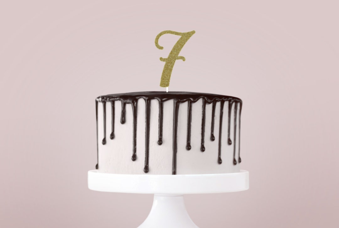 7 Cake Topper, 7th Birthday Cake Topper, Glitter Topper, Seventh ...