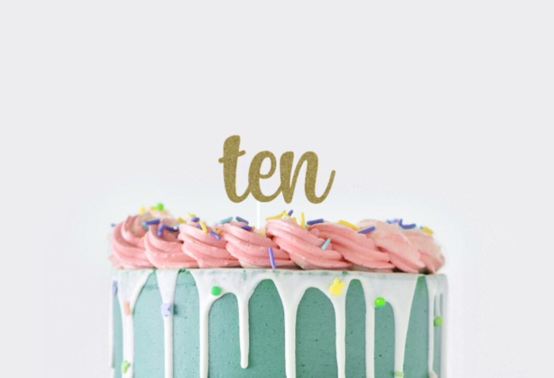 Ten Cake Topper, 10th Birthday Cake Topper, Tenth Birthday Cake Topper ...