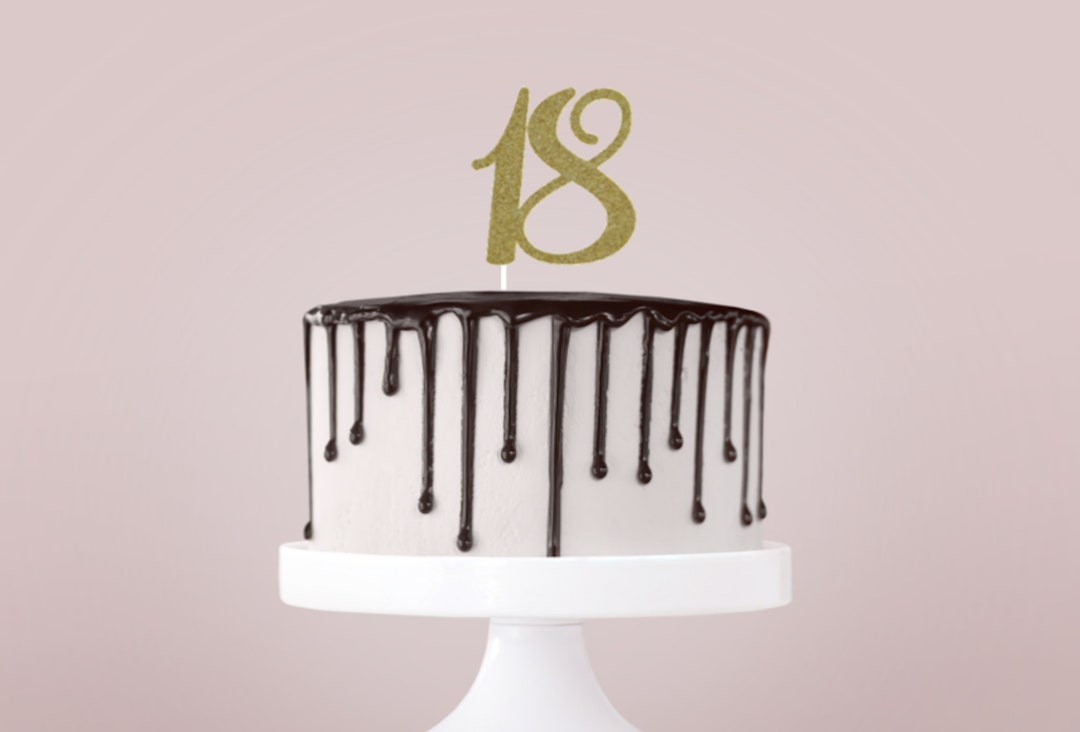 18 Cake Topper, 18th Birthday Cake Topper, Glitter Topper, Eighteenth ...