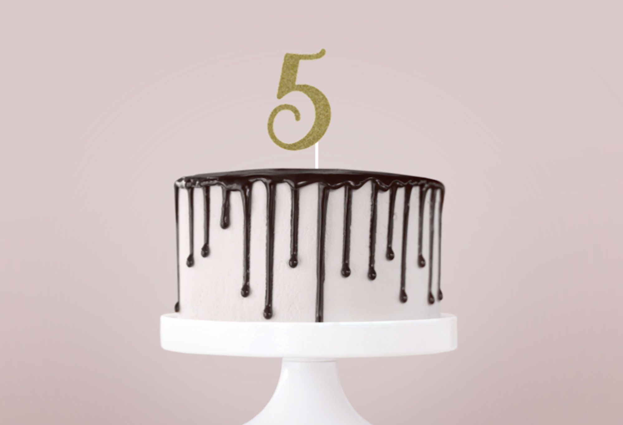 5 Cake Topper 5th Birthday Cake Topper Glitter Topper Fifth - Etsy