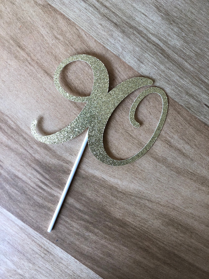 90 Cake Topper 90th Birthday Cake Topper Glitter Topper - Etsy