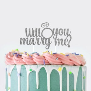 Will You Marry Me Cake Topper, Wedding Proposal Cake Topper, Engagement ...