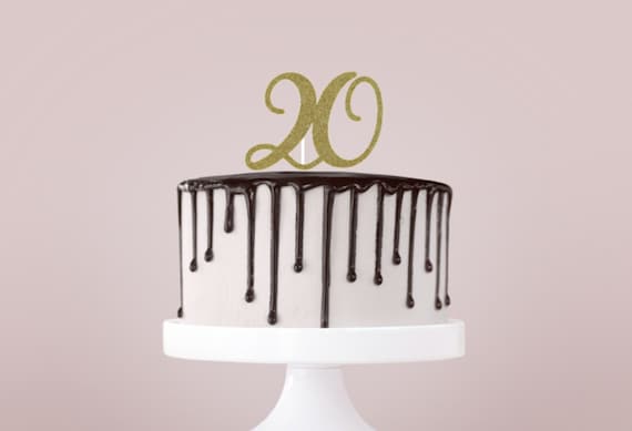 20 Cake Topper 20th Birthday Cake Topper Glitter Topper | Etsy
