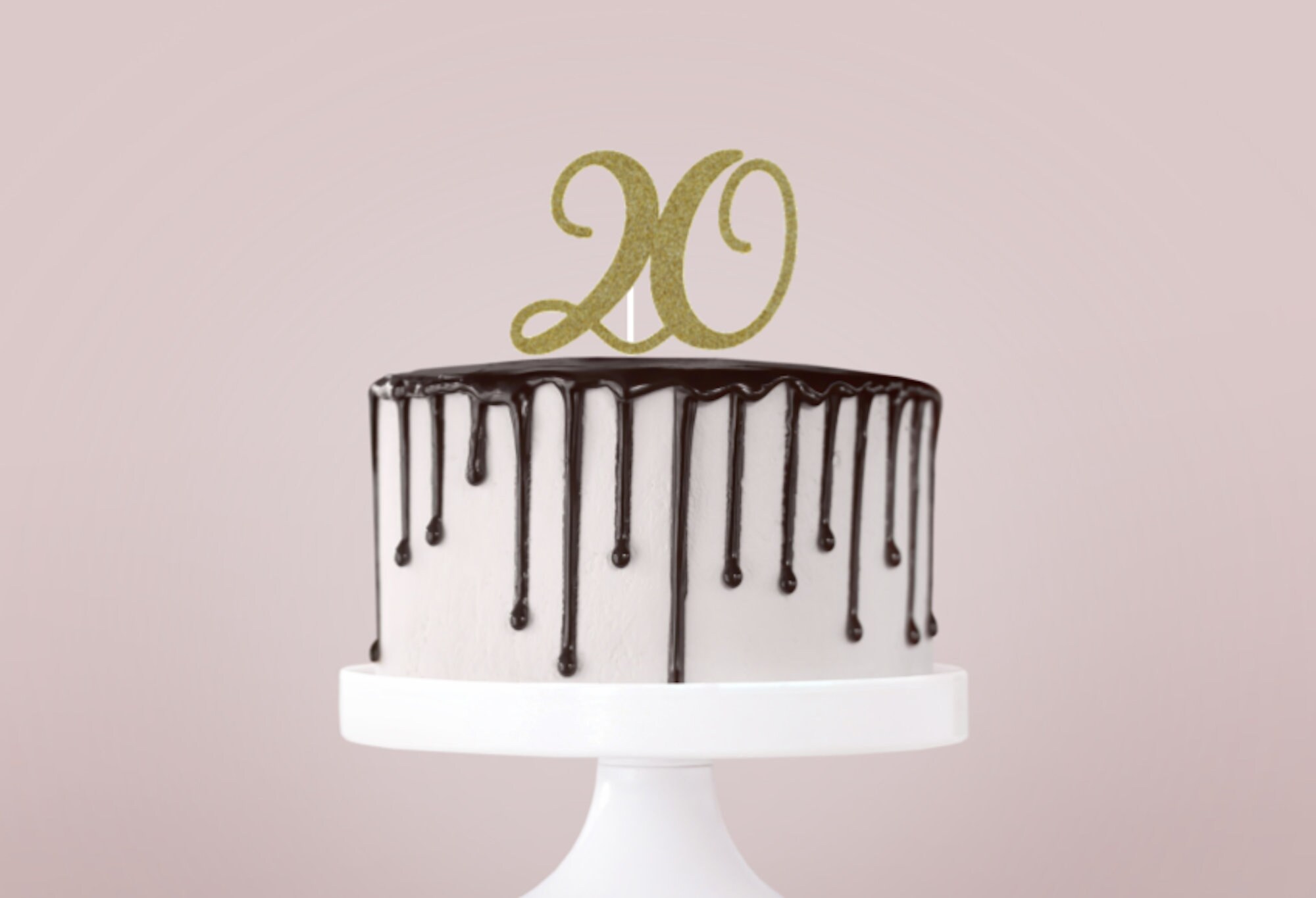 20 Cake Topper 20th Birthday Cake Topper Glitter Topper | Etsy