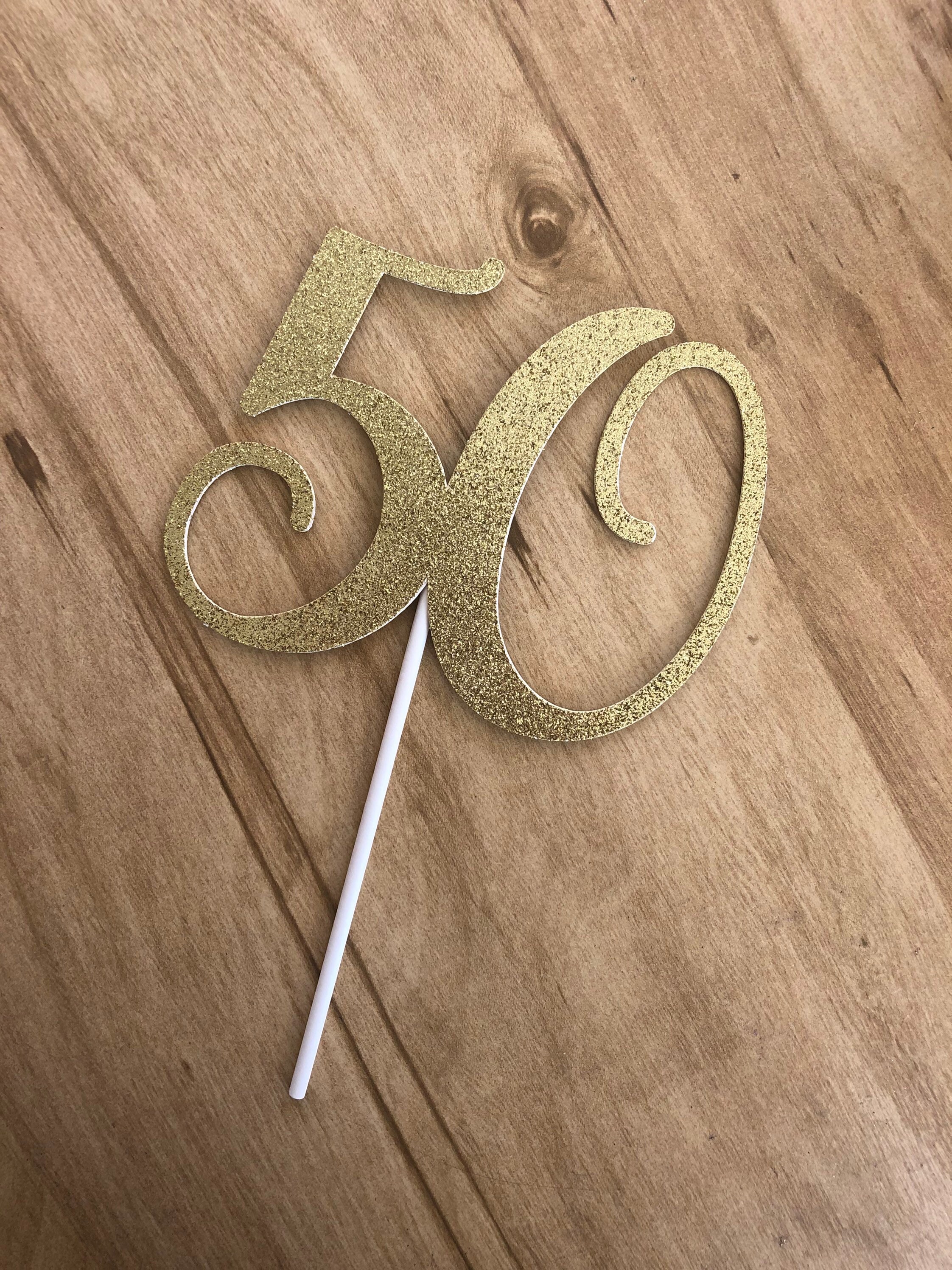 50 Cake Topper 50th Birthday Cake Topper Glitter Topper - Etsy