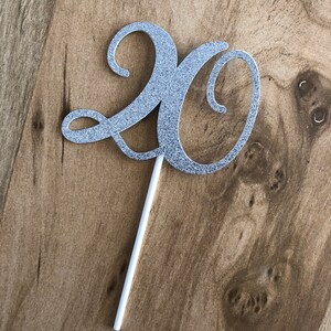 20 Cake Topper, 20th Birthday Cake Topper, Glitter Topper, Twenty ...