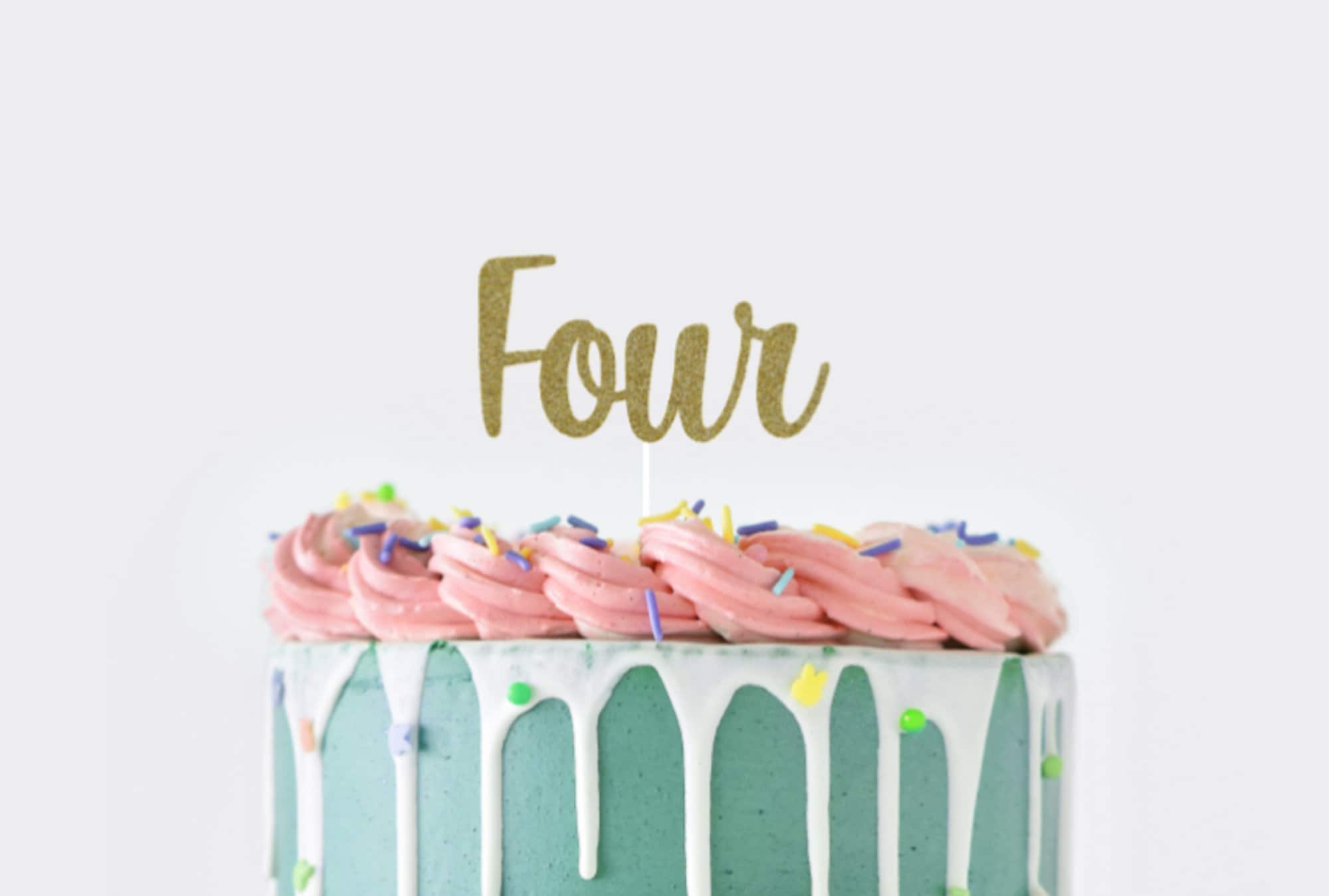 Four Cake Topper 4th Birthday Cake Topper Forth Birthday - Etsy