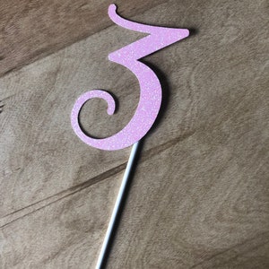 3 Cake Topper, 3rd Birthday Cake Topper, Glitter Topper, Third Birthday ...