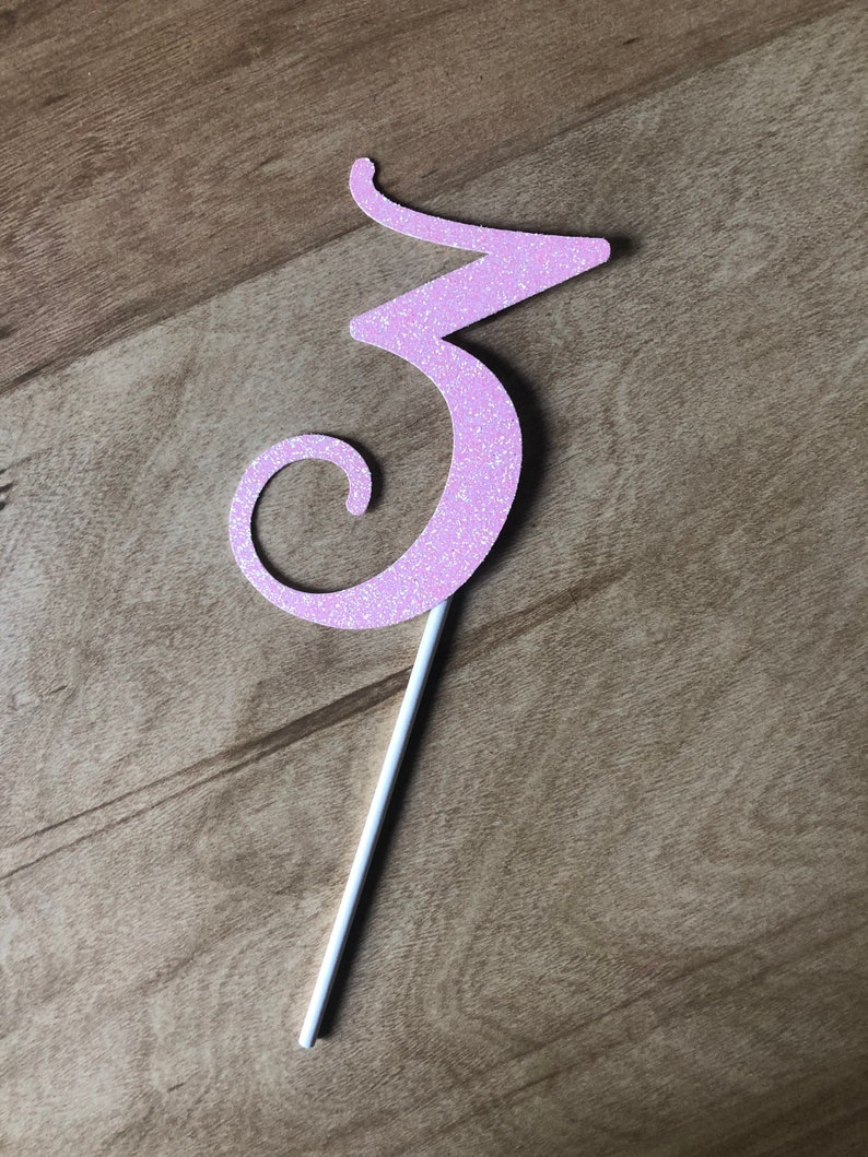 3 Cake Topper 3rd Birthday Cake Topper Glitter Topper Third - Etsy