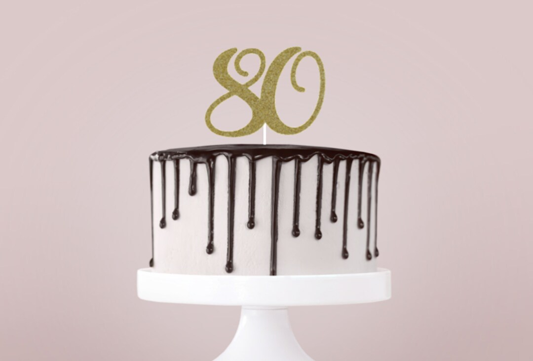 80 Cake Topper, 80th Birthday Cake Topper, Glitter Topper, Eighty ...