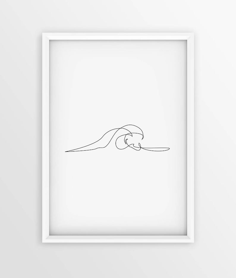 Wave, Water, Beach, Summer, Printable, Line Drawing Print, Black White ...