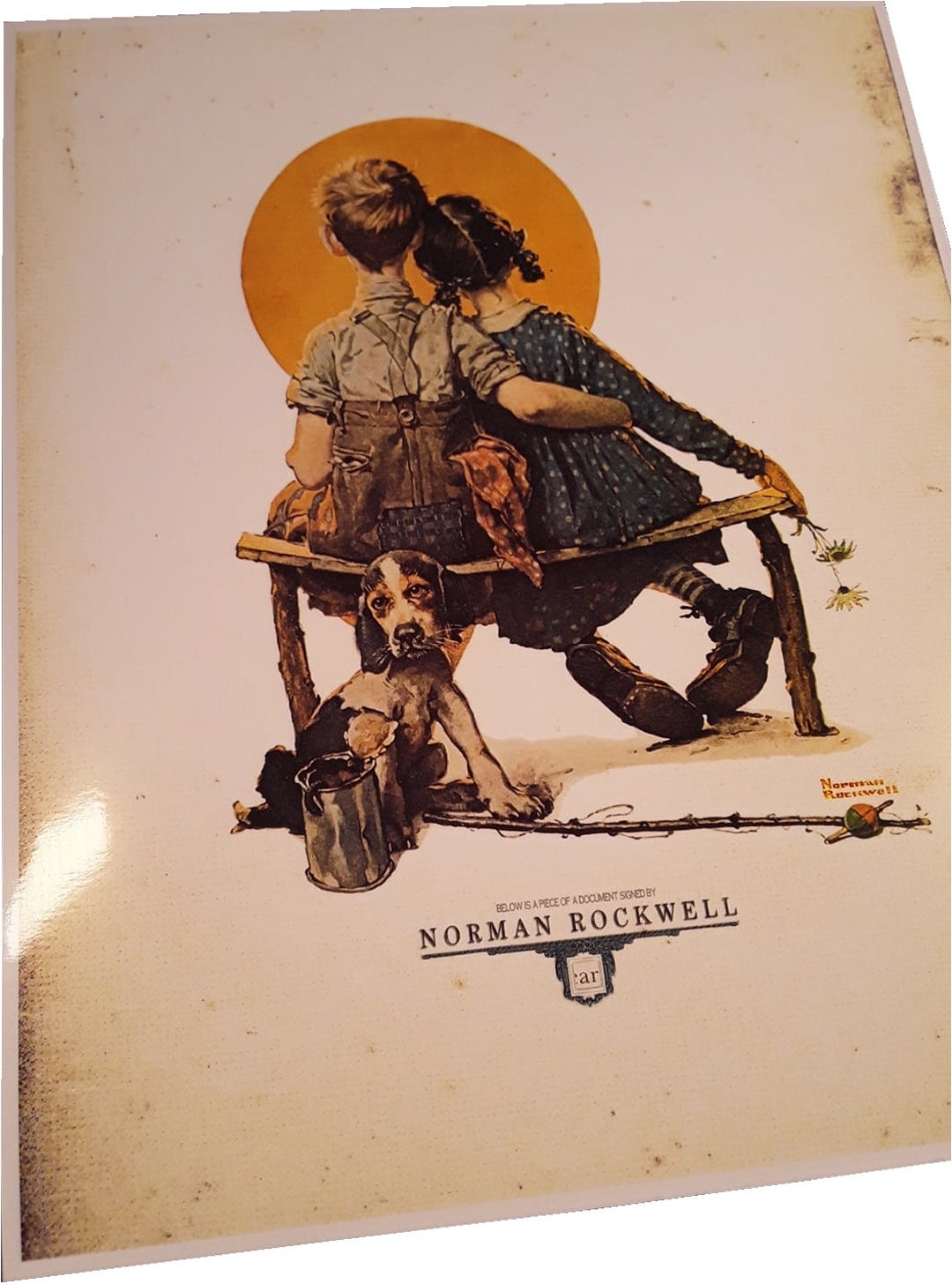 NORMAN ROCKWELL Tiny Piece of Document He Signed, Relic, Owned, Personal, Part 'boy and Girl ...