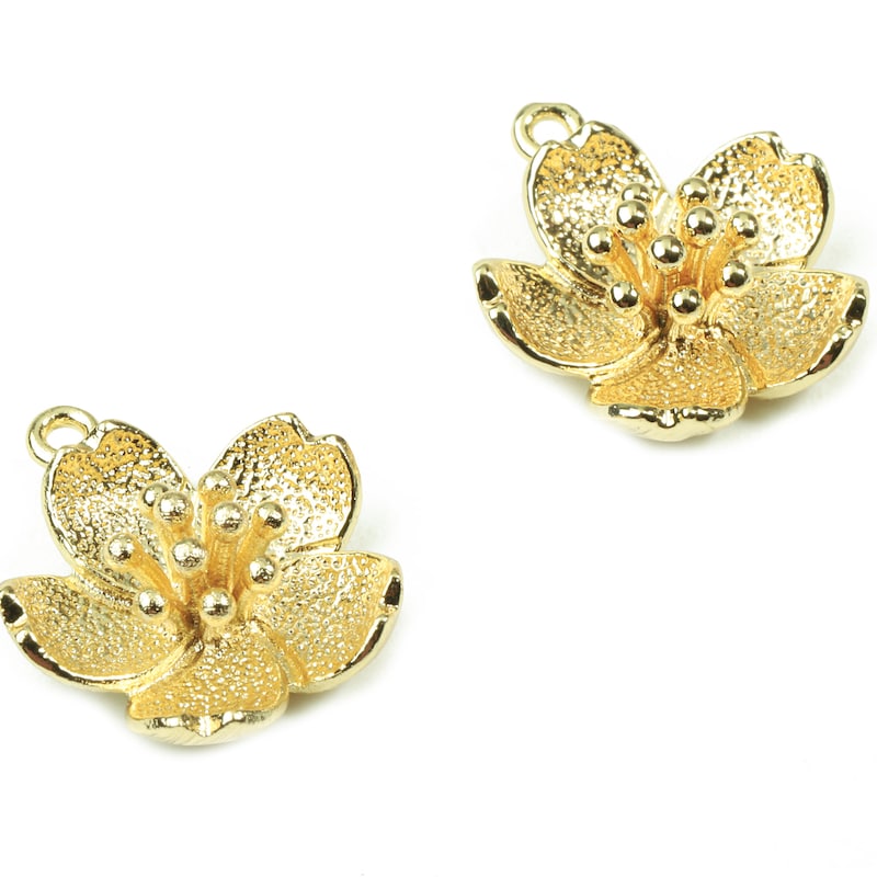 Gold Flower Charm - Etsy