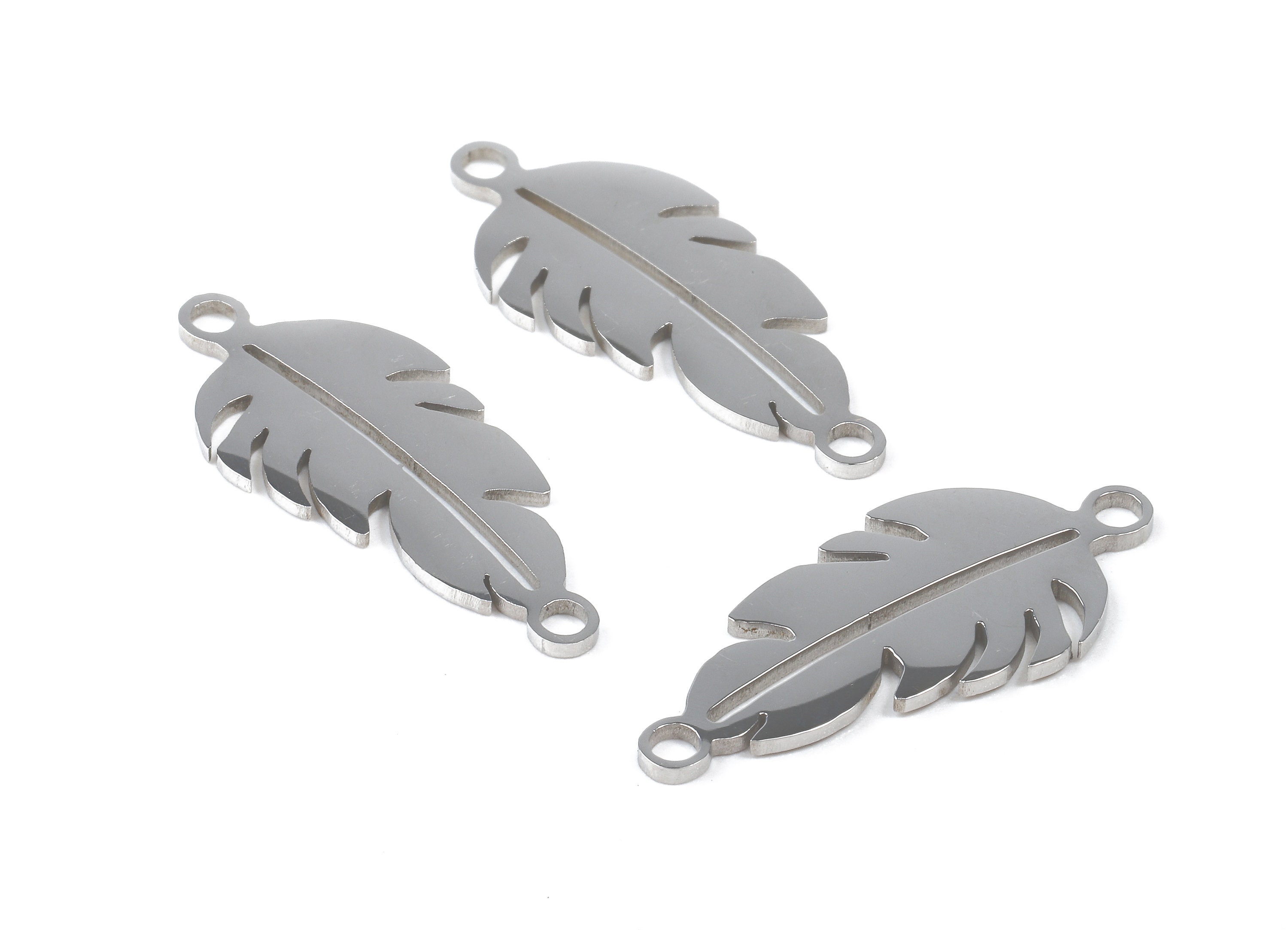 Stainless Steel Feather Connector Feather Earrings Charms - Etsy