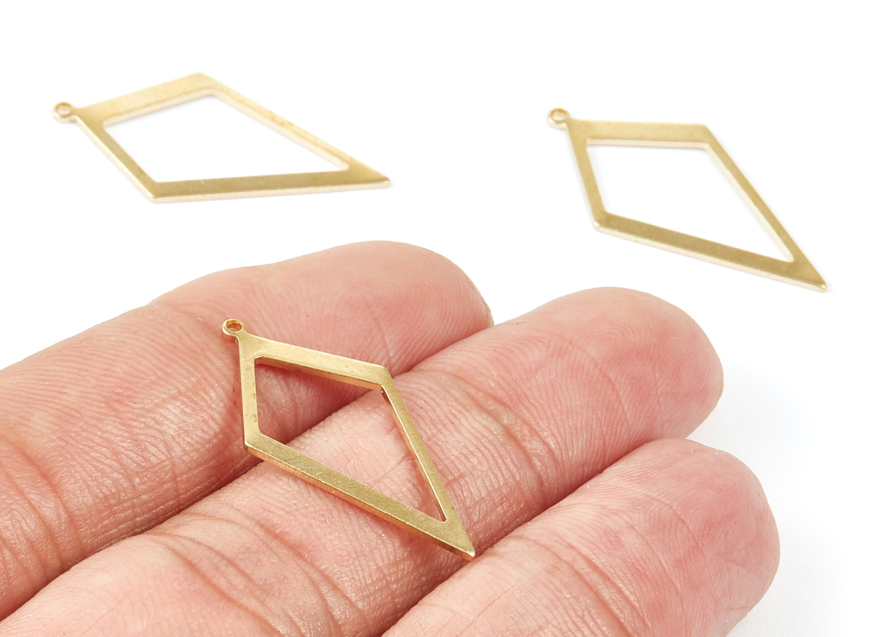 Brass Rhombus Shaped Charms Raw Brass Earring Finddings | Etsy