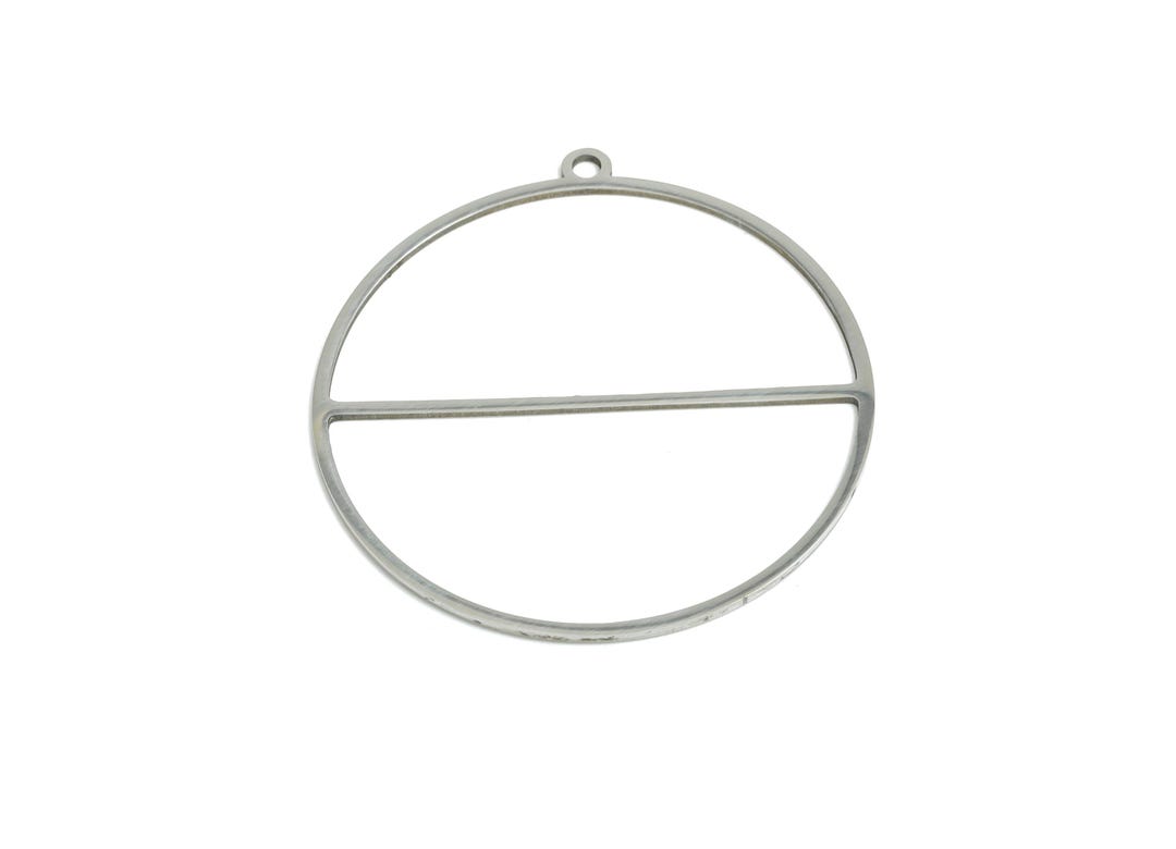 Steel Round Pendant - Hollow Laser-cut Metal Frame Component - Modern ...