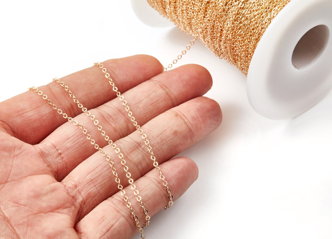 Flat Soldered Cable Chain - Brass Chain - KC Gold Tone Plated - Brass ...