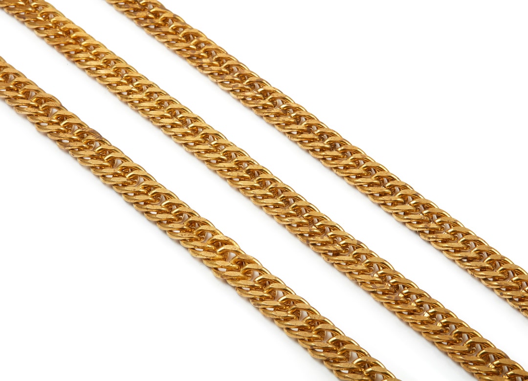 Faceted Curb Chain Raw Brass Curb Chain Open Link Chain 0.46 X 0.38 X 0 ...