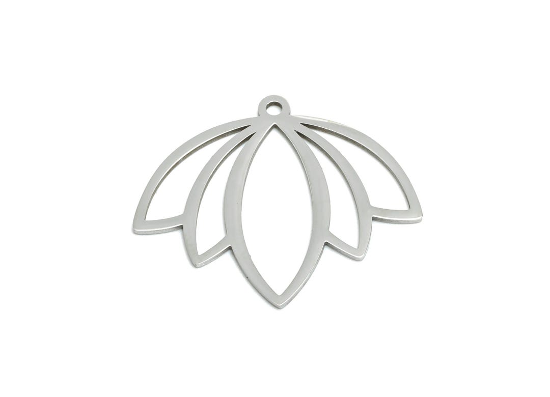 Steel Lotus Pendant - Steel Artisan Boho Lotus Necklace Charms ...