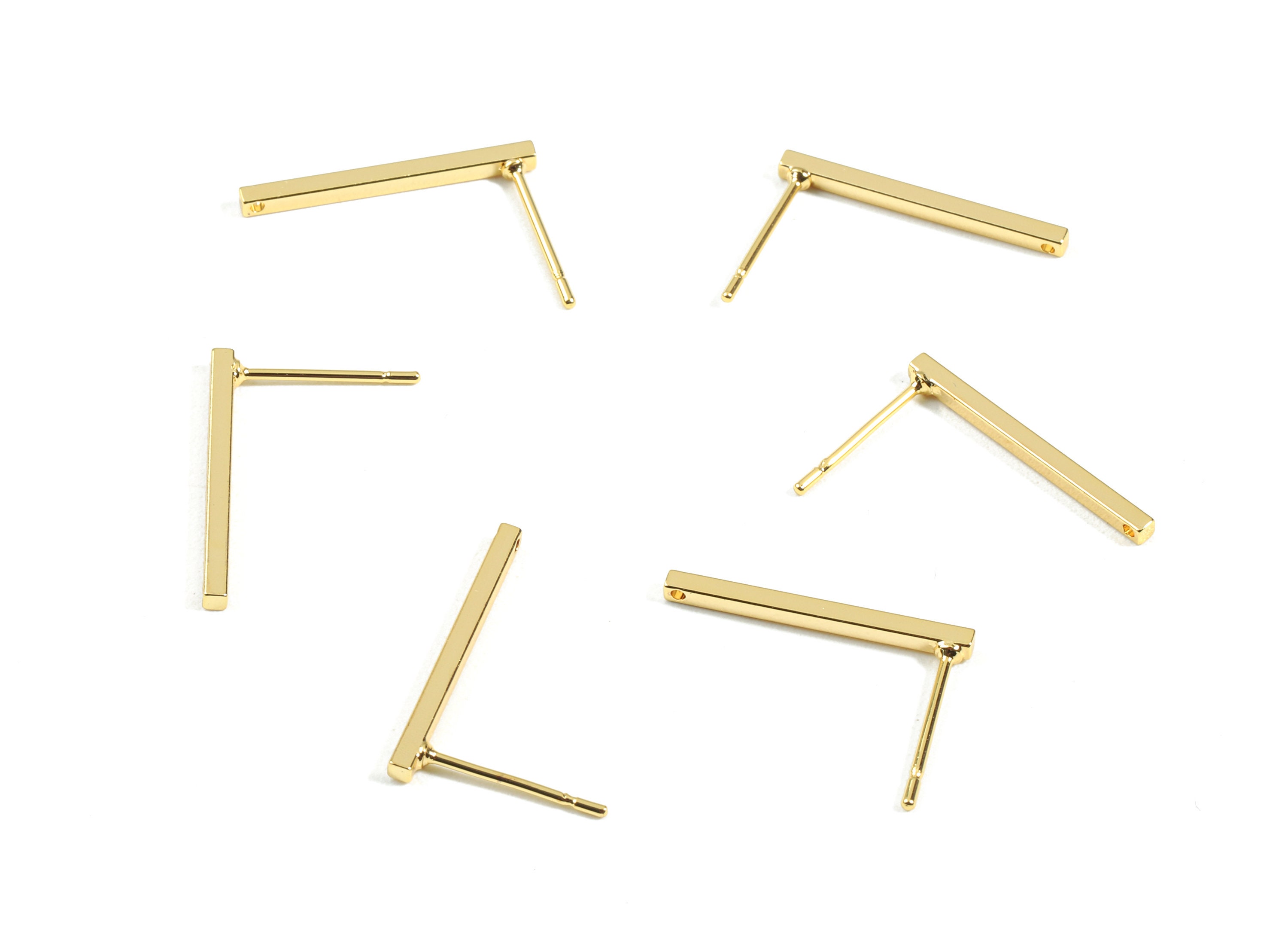 Brass Rectangle Bar Stud Brass Flat Bar Earring Posts & Ear - Etsy