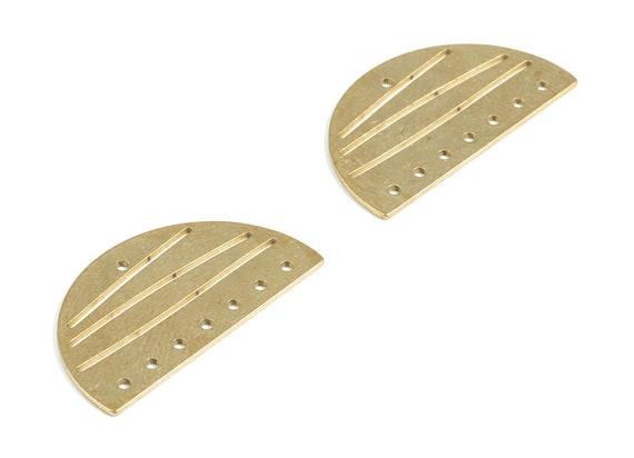 Brass Half Moon Earring Connector Raw Brass Semicircle | Etsy