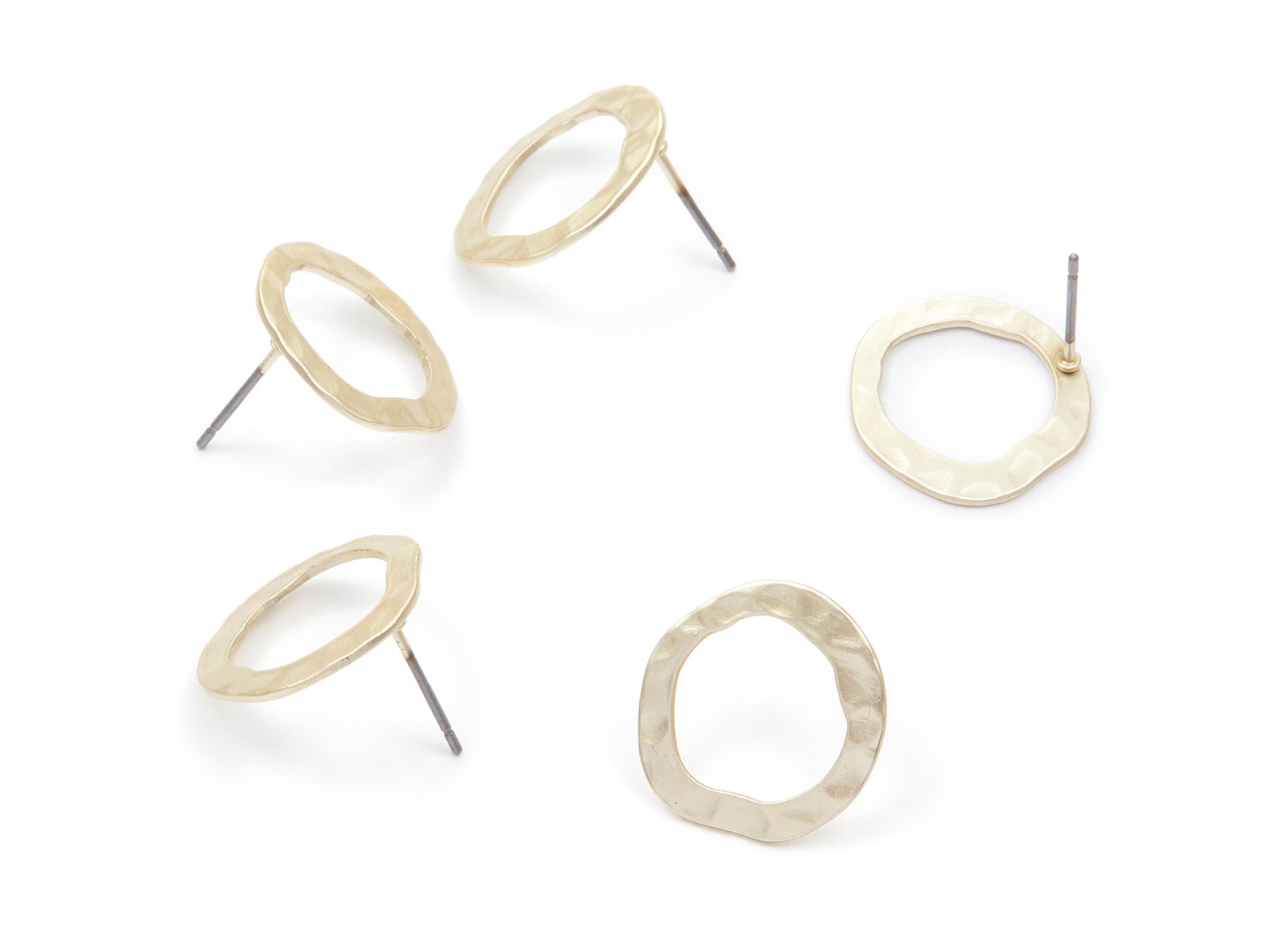 Iron Earring Stud - Gold Tone Plated - Circle Shaped Earring Post ...