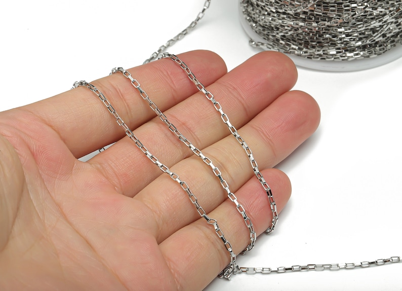 Steel Box Chain 304 Stainless Steel Box Chain Silver Tone - Etsy