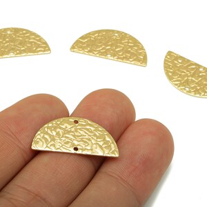 Brass Half Moon Connector - Brass Semicircle Textured Connector- 18K ...