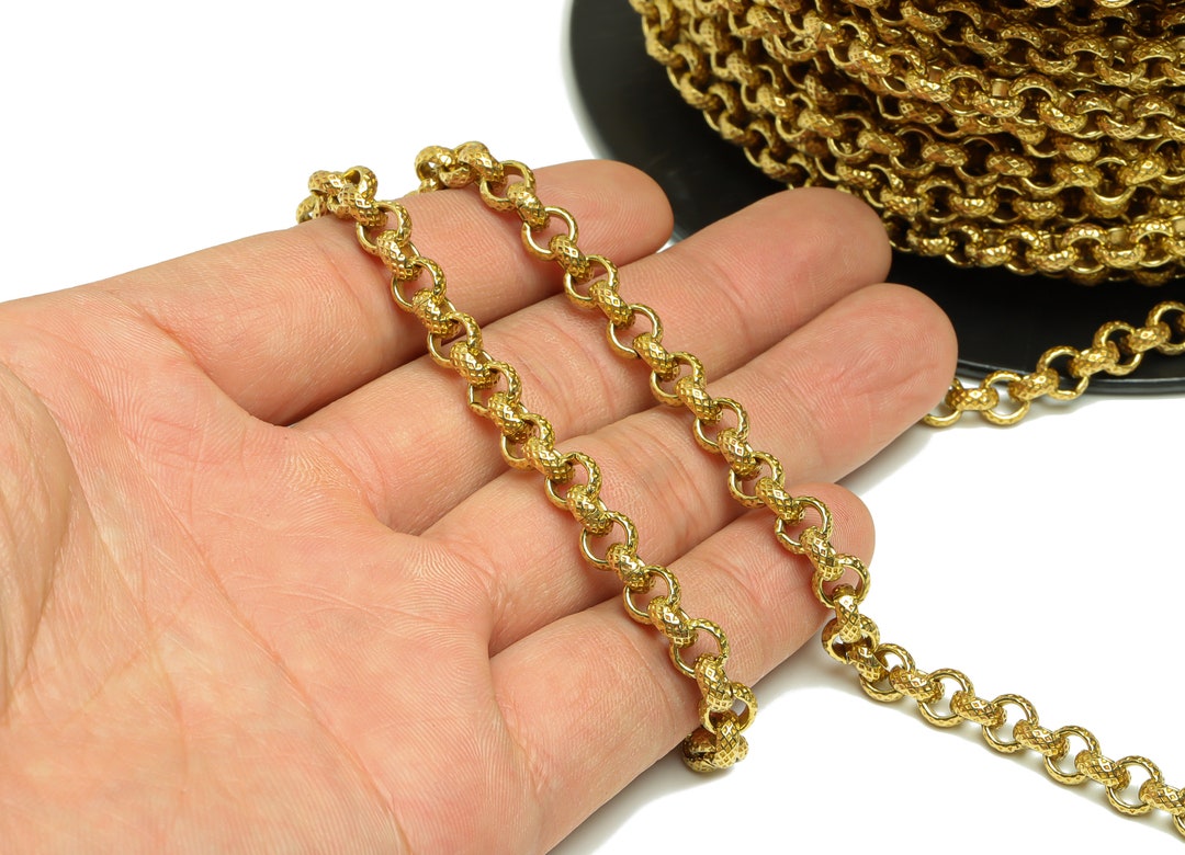 6.5mm Rolo Chain - Textured Rolo Chain - Hammered Chain - Handmade ...
