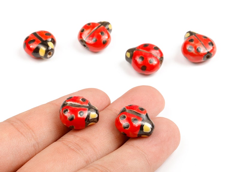 Glazed Ceramic Ladybug Beads Carved Ladybug Beads Handmade - Etsy