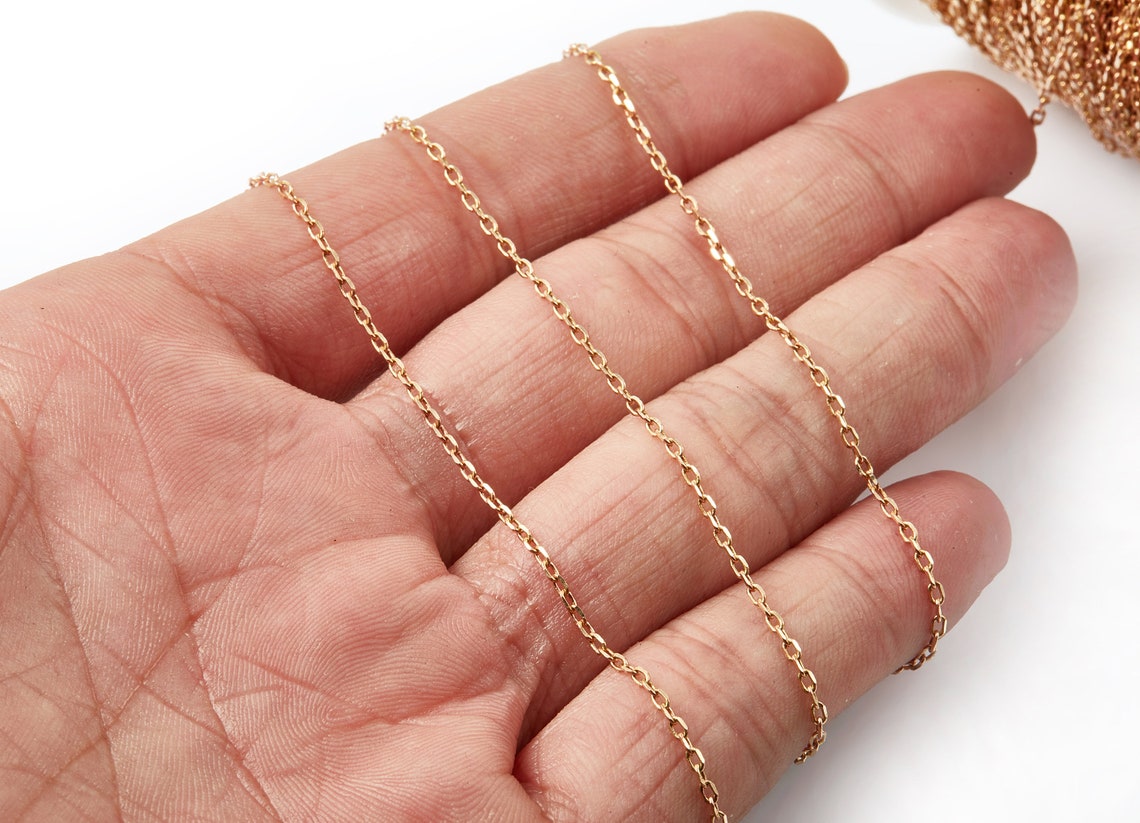 Faceted Soldered Flat Cable Chain Raw Brass Chain Solder | Etsy