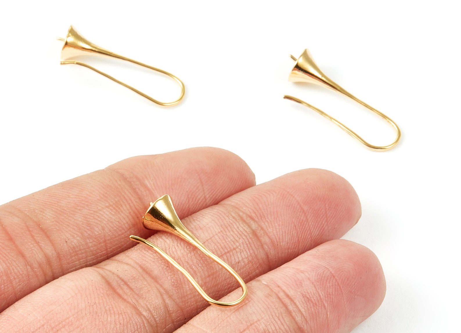 18K Real Gold Plated Brass Earring Wire Brass Ear Wire - Etsy