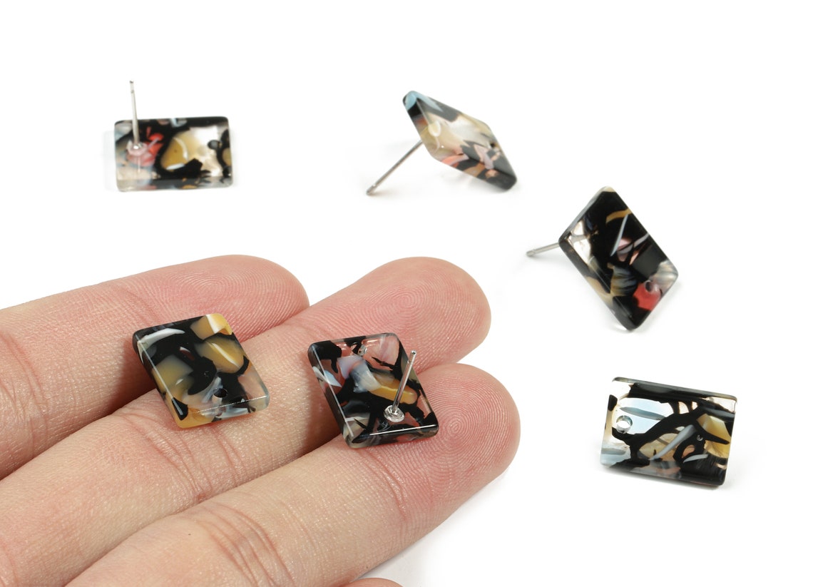 Acetate Rectangle Earring Stud Rectangle Earring Post - Etsy