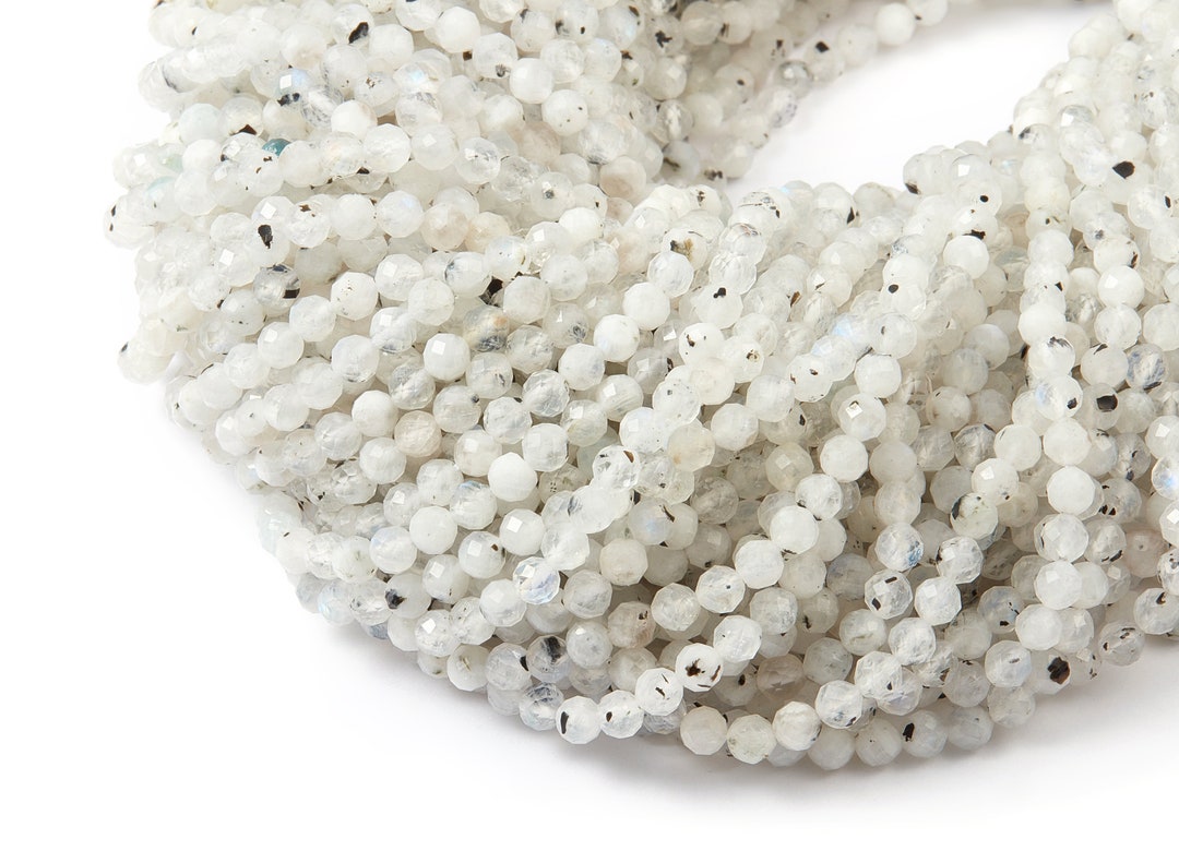 White Faceted Gemstone Beads - Moon Stone Beads - 15.9" / 90pcs / 1 ...