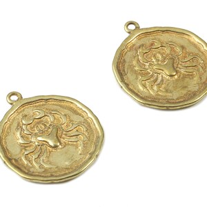 Brass Cancer Earring Charms - Raw Brass Horoscopes Pendant - Earring ...