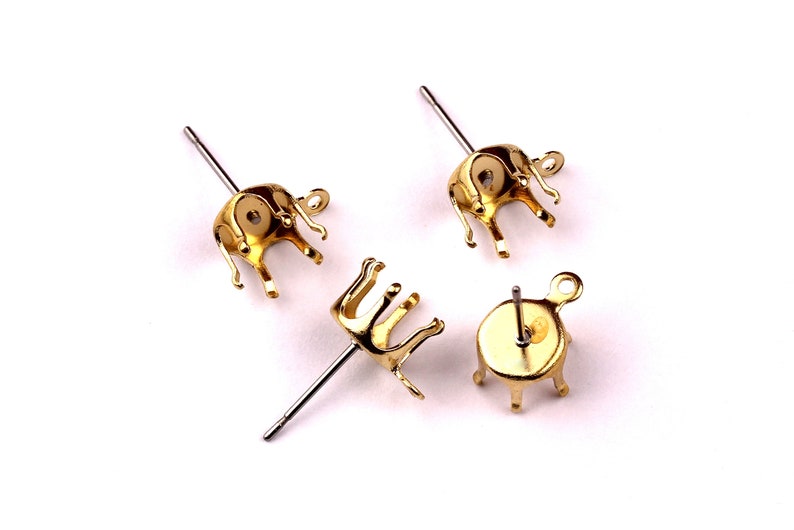 Brass Earring Post - Brass Round Setting - 316L Stainless Steel Stud ...