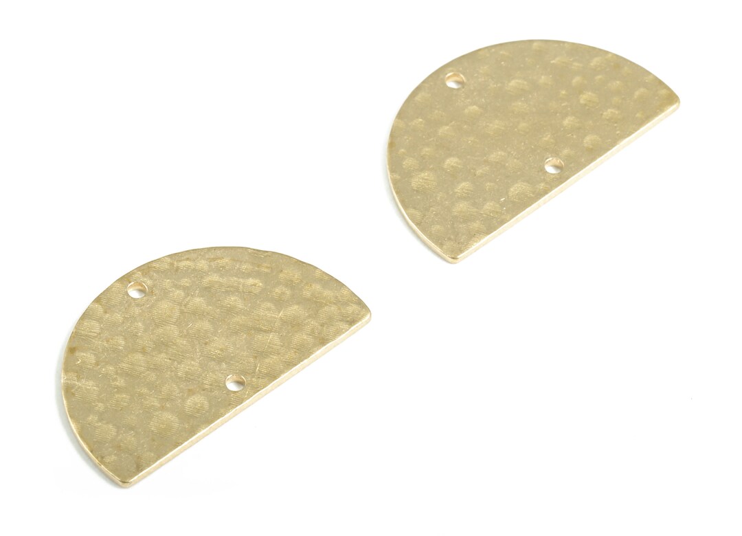 Brass Hammered Half Moon Connector - Raw Brass Semi Circle Earring ...