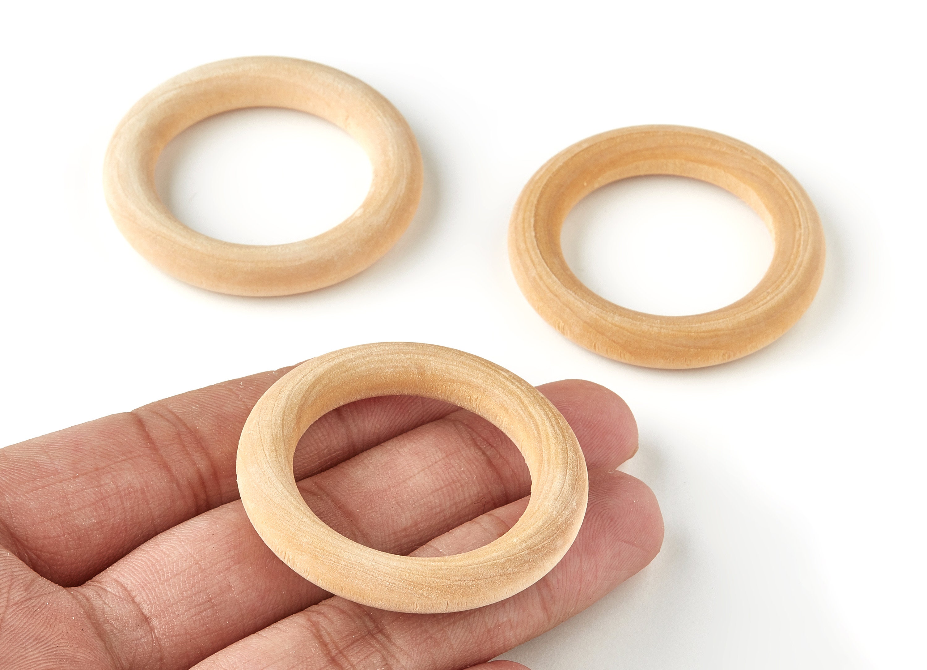 Round Unfinished Natural Wood - Ring Circle Wood Ring - Natural Wood ...