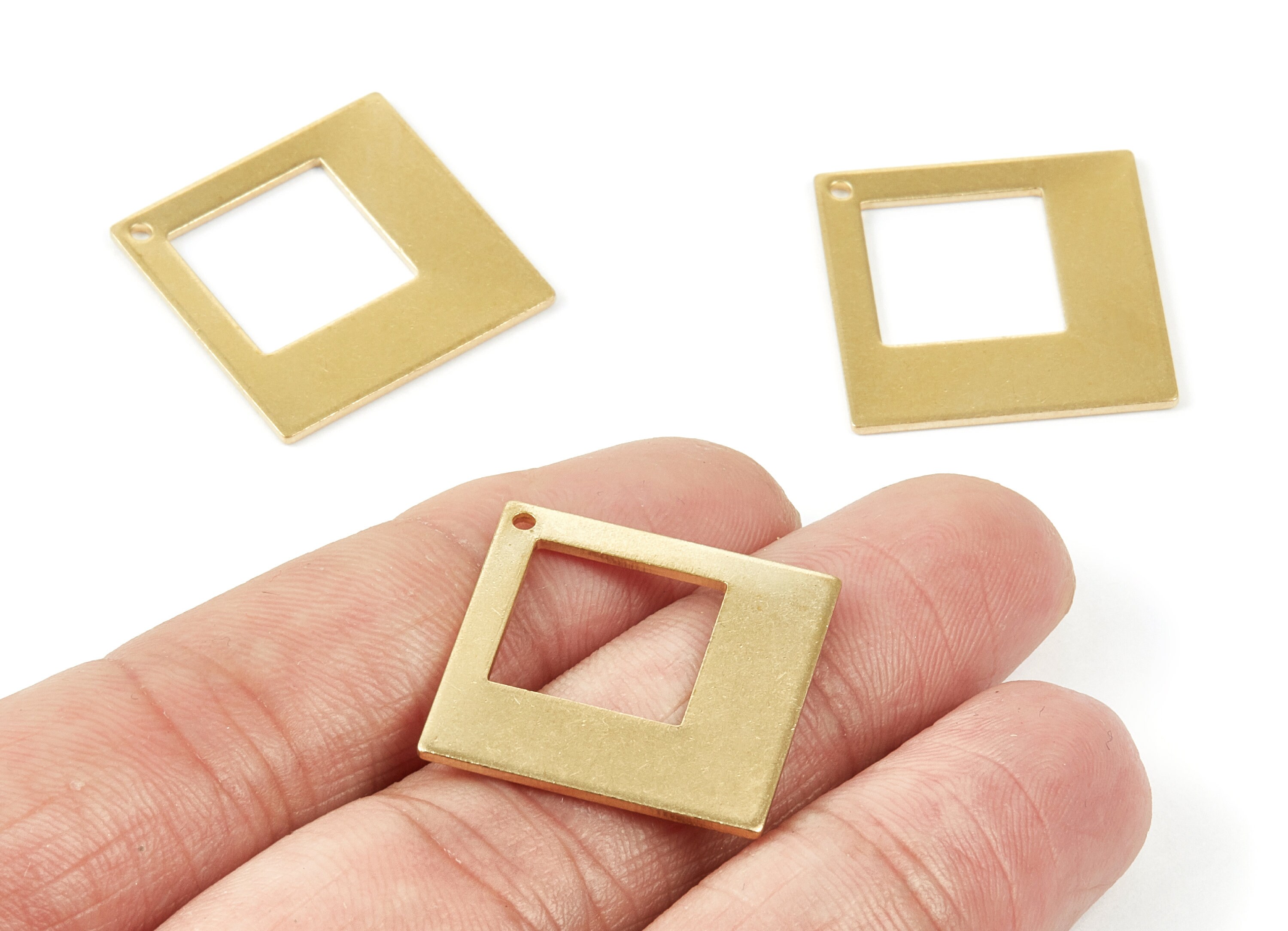 Brass Square Charms - Square Shpaed Raw Brass Pendant - Earring ...