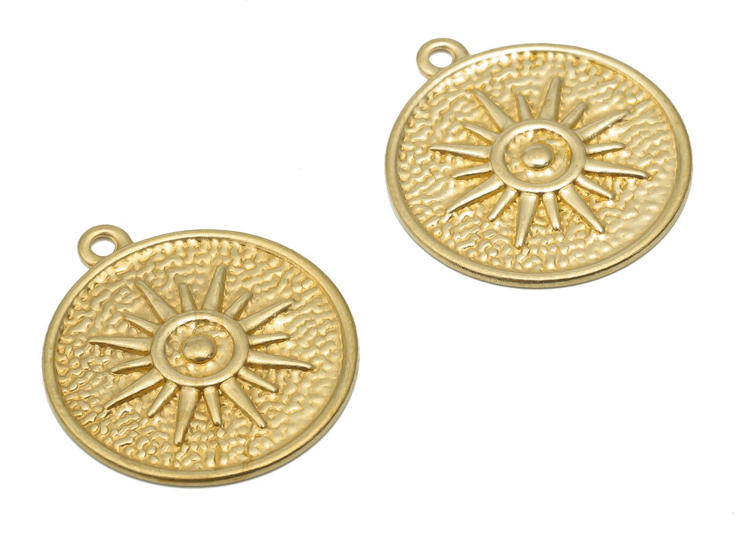 Brass Round Sun Pendant - Raw Brass Sun Pendant - Brass Sun Pendant ...
