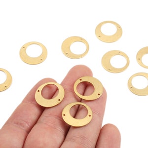 Brass Circle Connector - Raw Brass Circle Connectors With 2 Holes ...
