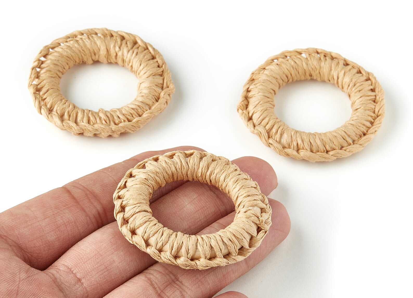 Handwoven Circle Rattan Charms - Circle Rattan Earrings and Pendant ...