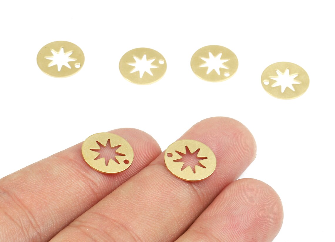 Brass Star Charms Raw Brass Round Earrings and Pendant - Etsy