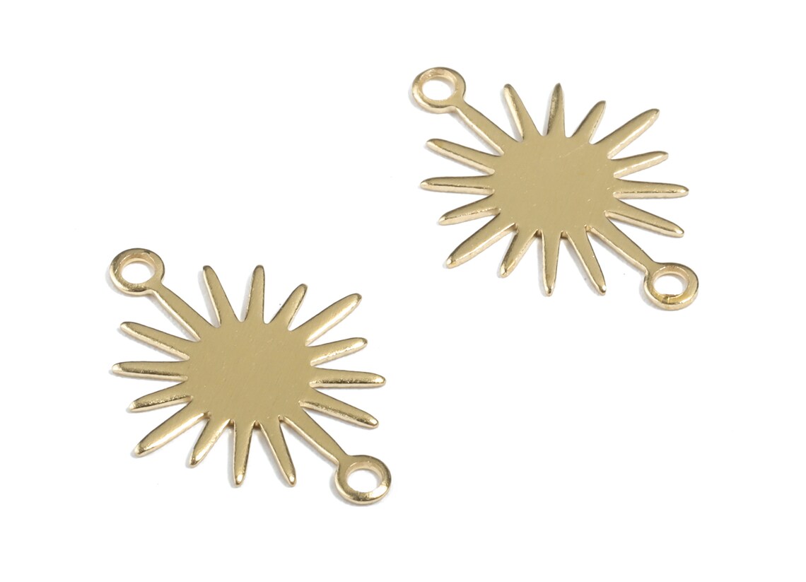 Raw Brass Connector - Sun Shaped Brass Charms - Jewelry Supplies - 17 ...