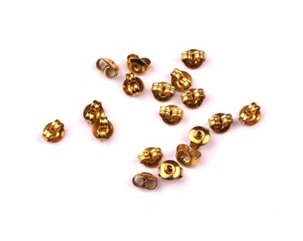 Brass With Gold Plated 14K Ear Nuts Earring Back W/cz Crystal Stone Y ...