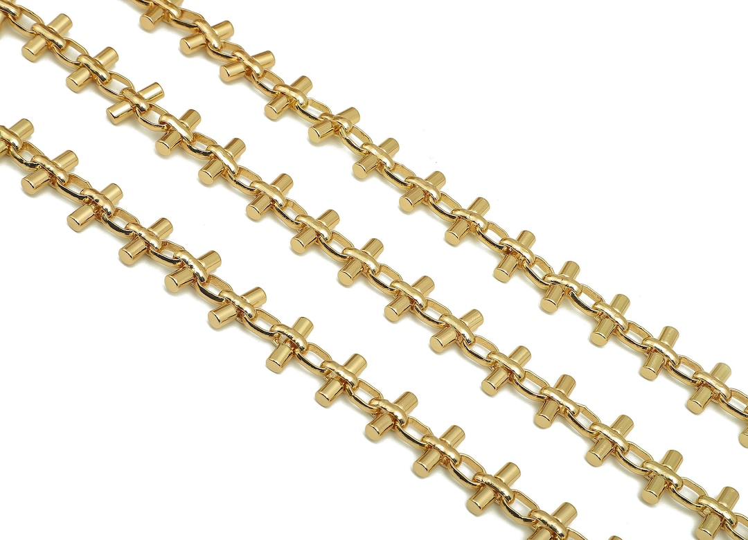 Brass Thick Oval Cylinder Chain Lattice Chains for Bracelet Bar Beaded ...