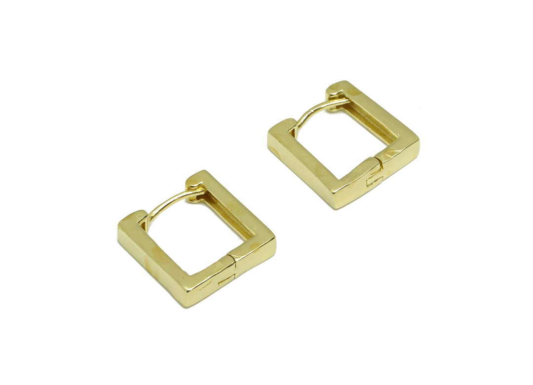 Brass Square Huggie Hoop - Raw Brass Hoop Wire Earring Clasp - Brass ...
