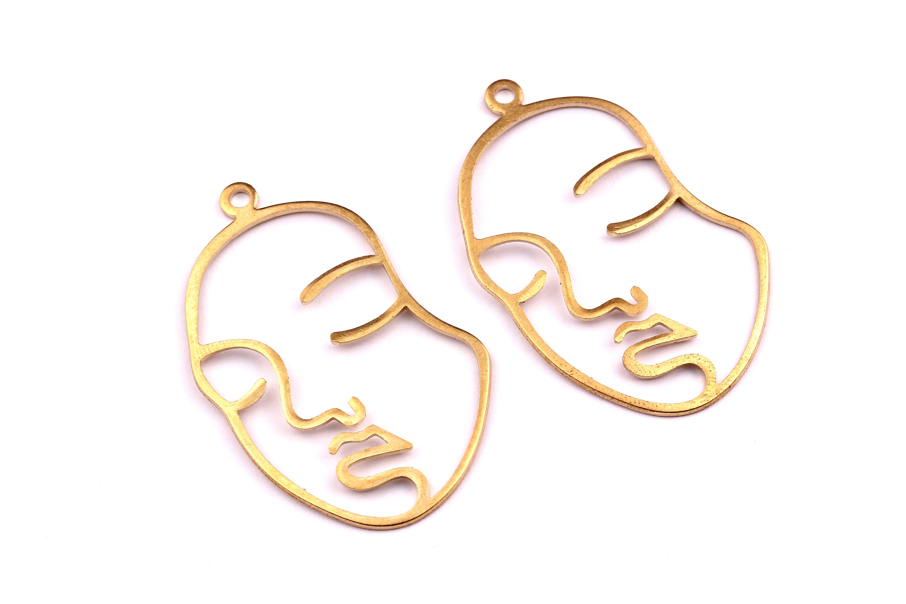 Brass Face Charms - Face Shaped Raw Brass Pendant - Jewelry Supplies ...