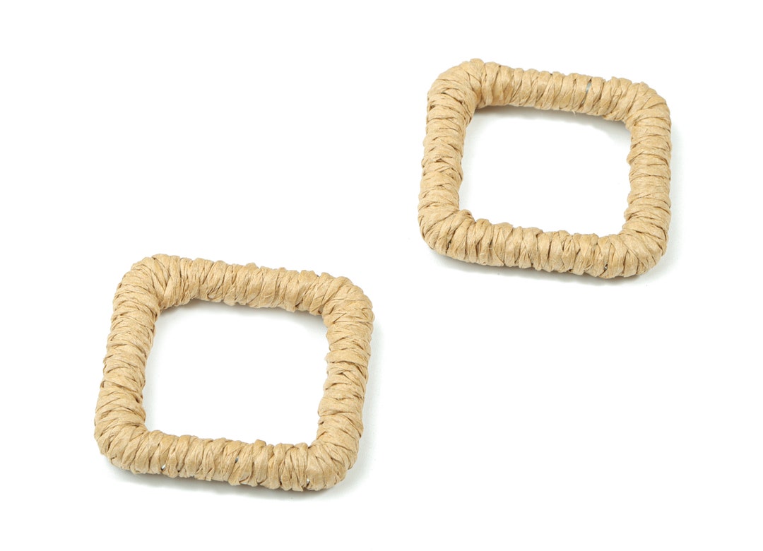 Handwoven Rattan Rope Earrings - Square Rattan Earrings Charms - Wooden ...